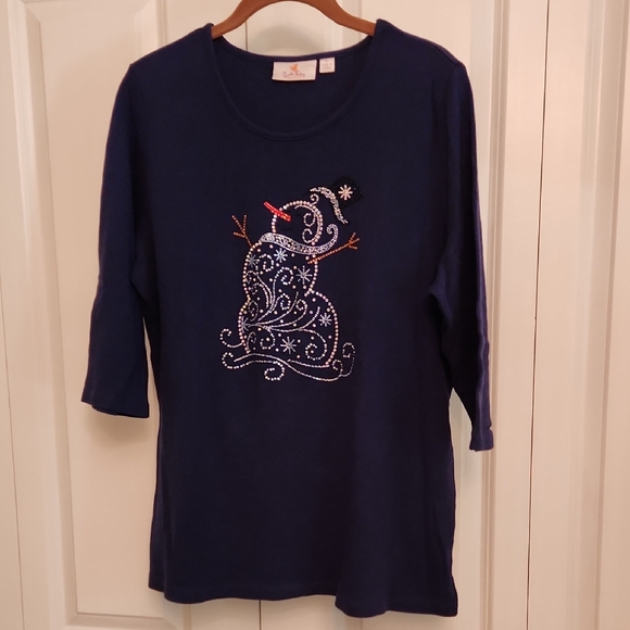 Quacker Factory | Tops | Quacker Factory Royal Blue Top With Crystal ...